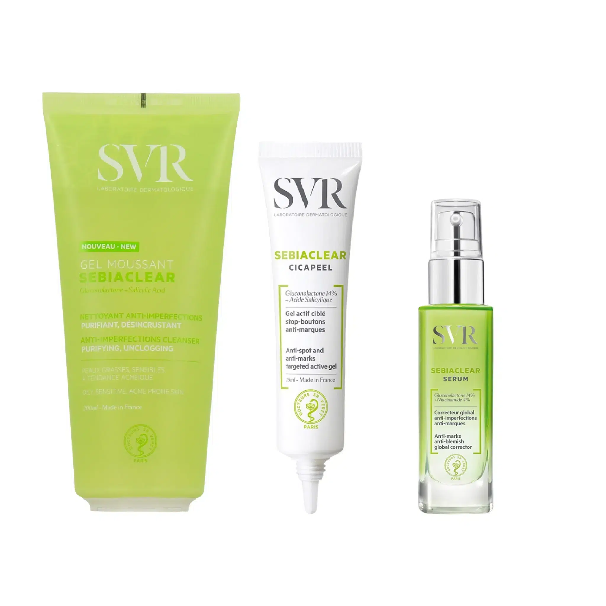 SVR Gamme Sébiaclear Soin Anti Acné Gel Moussant 200ml + Sérum ...
