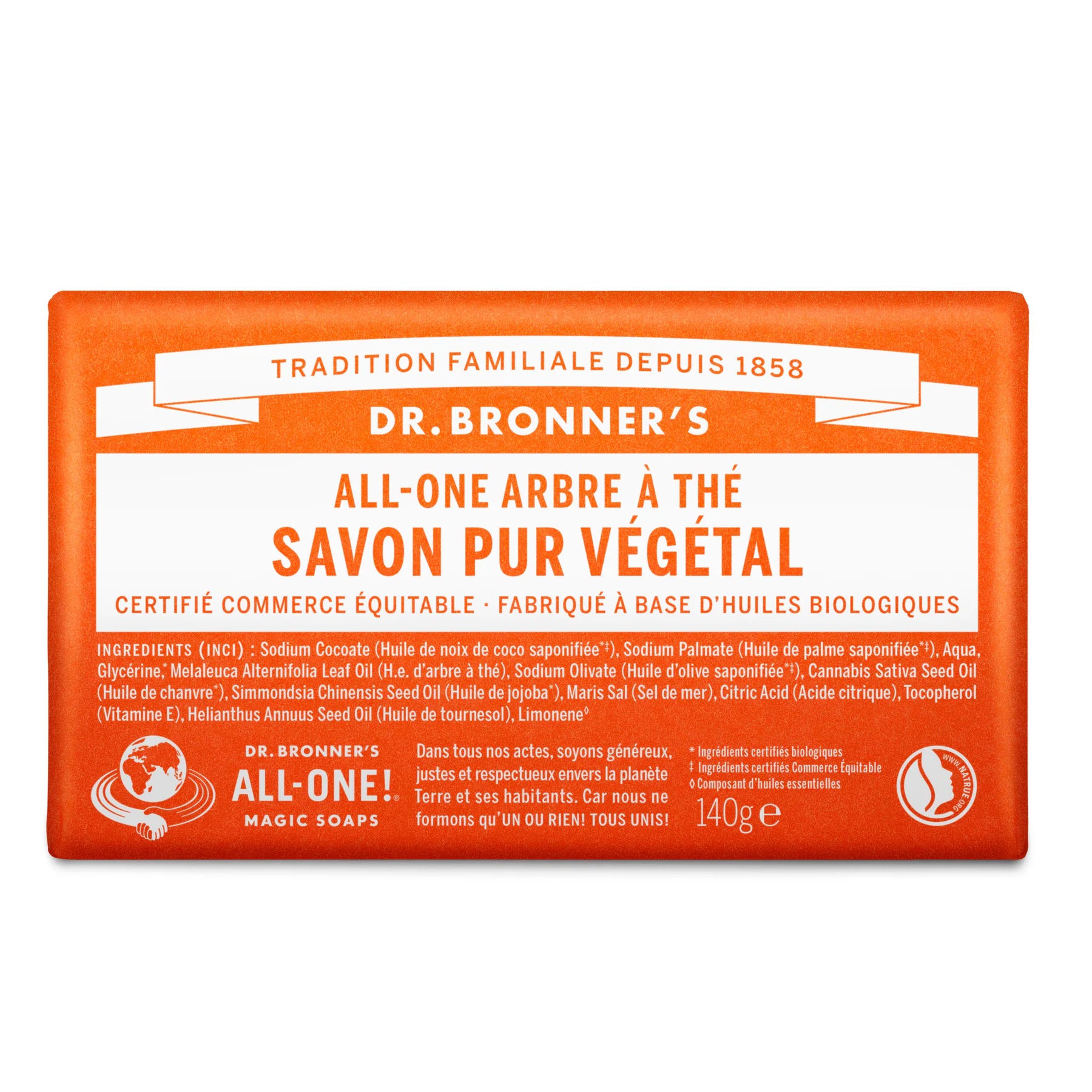 Dr. Bronner's Pain de Savon Tea Tree 140 g - Univers Cosmetix - Dakar ...